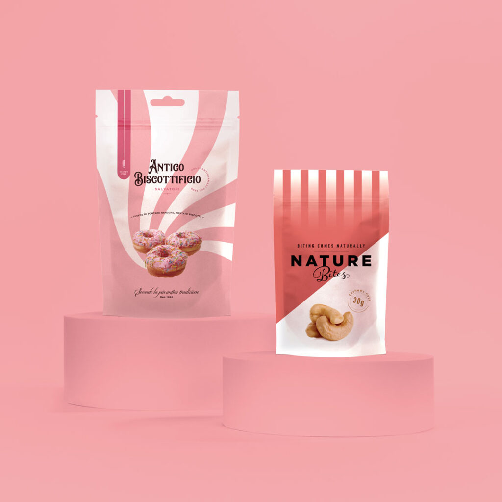 Custom printed stand up pouches for cookie packaging