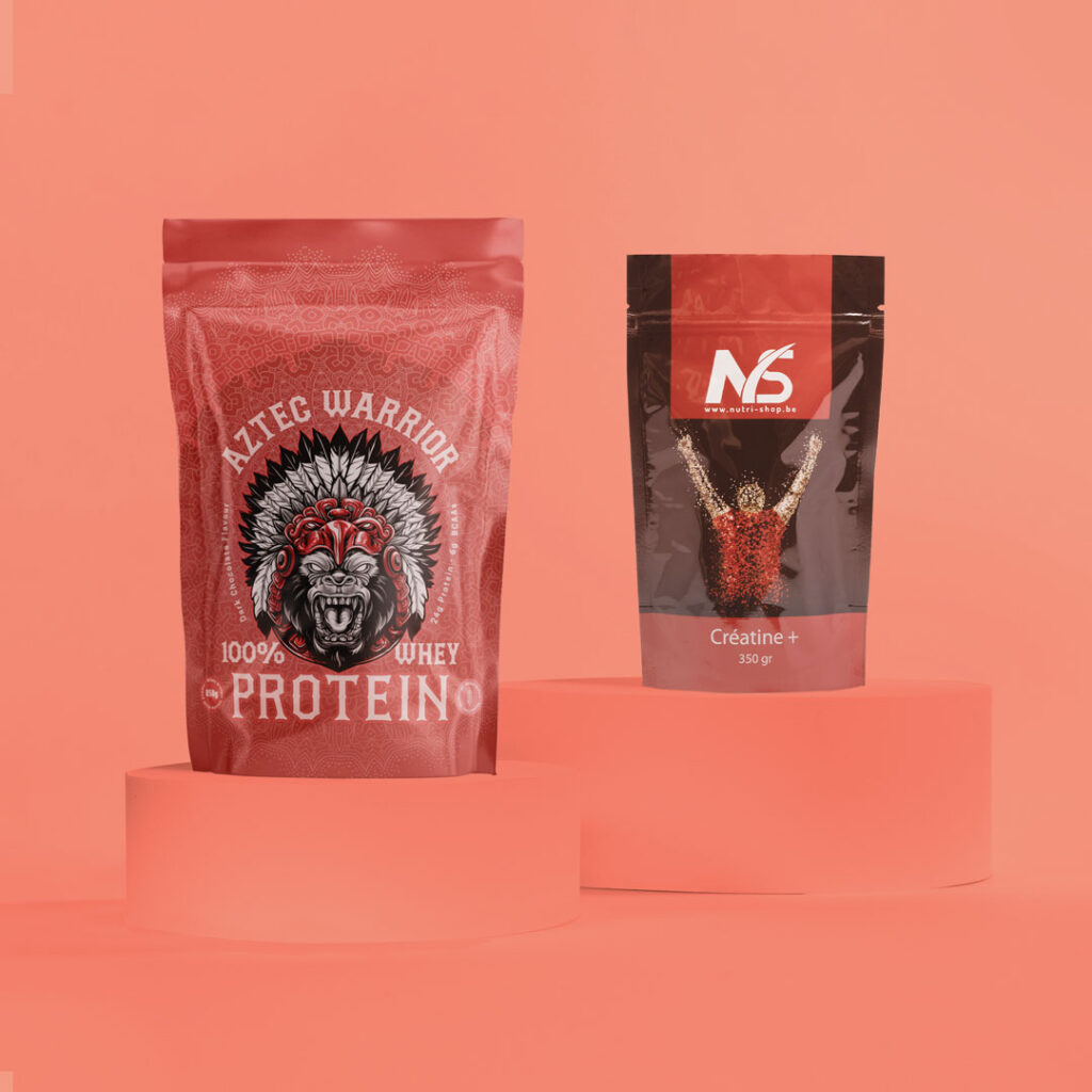 Custom printed pouches for supplement and protein packaging